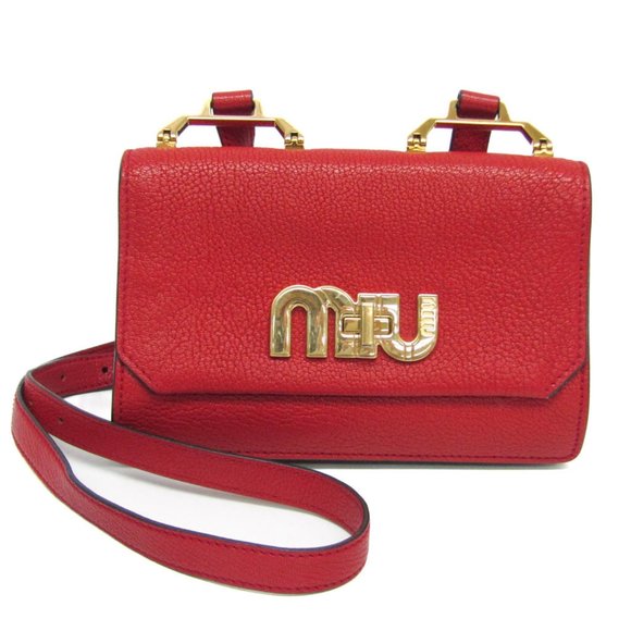 Miu Miu | Bags | Miu Miu Red Leather Shoulder Bag | Poshmark